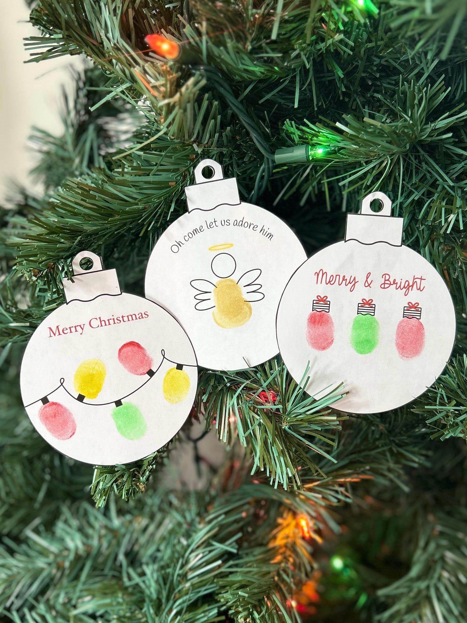 Christmas Activity Fingerprint Christmas Ornament Craft Printable, DIY ...