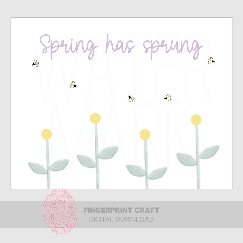 Spring Fingerprint Craft Printable - Kids Daycare Keepsake Craft - Kid ...