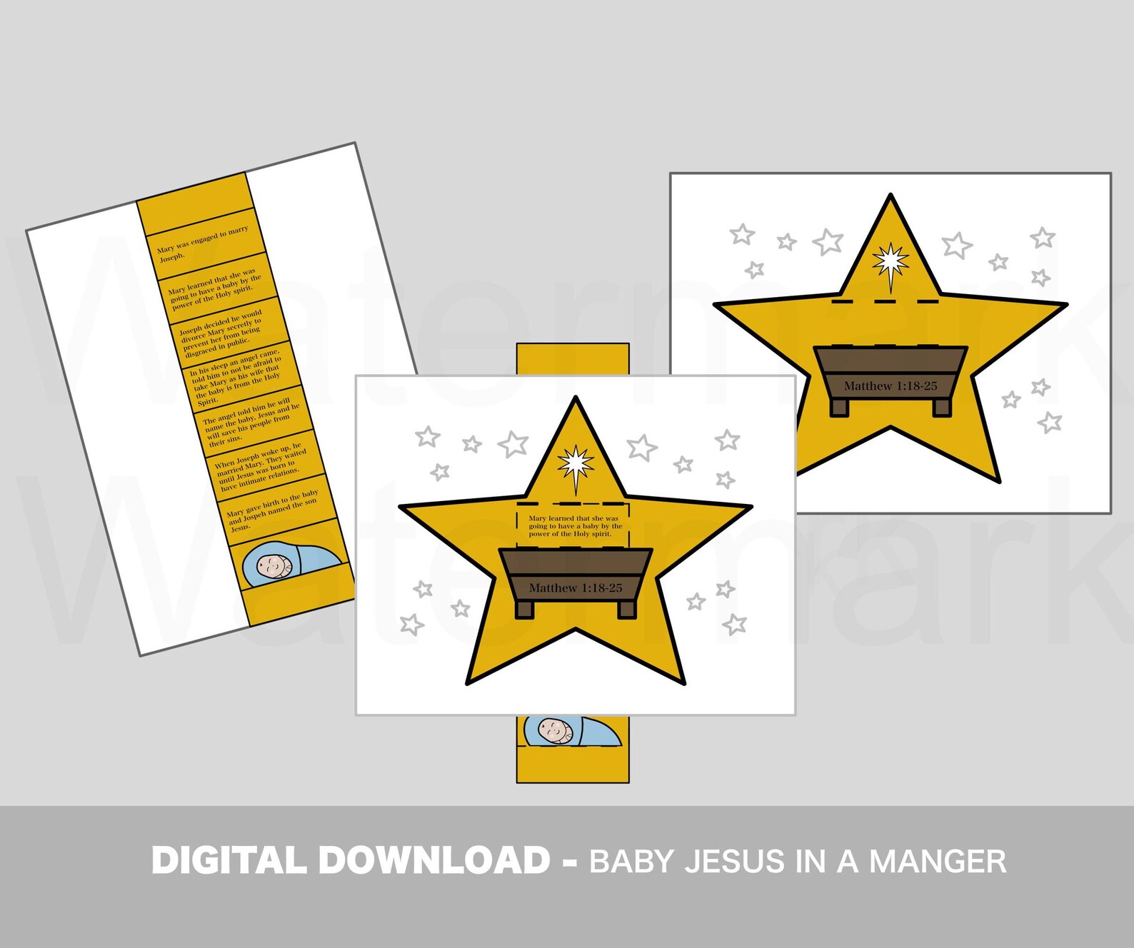 Christmas Story Nativity Advent Jesus in Manger Printable Craft - Kids ...