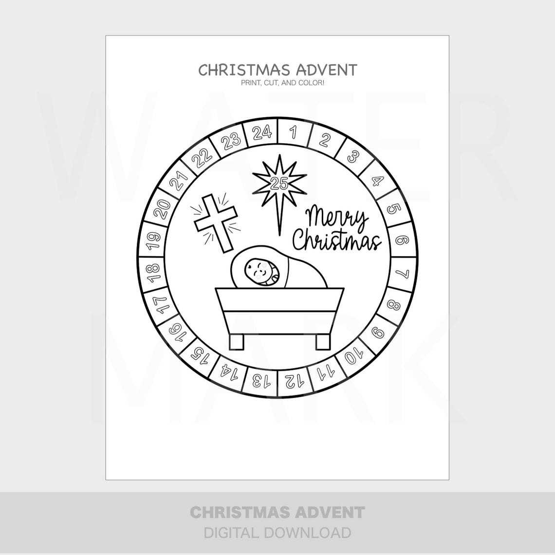 Nativity Christmas Countdown Advent Jesus in Manger Craft - Kids Paper ...