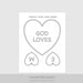Valentines Coloring God Loves Me Printable Hanging Craft - Kids ...