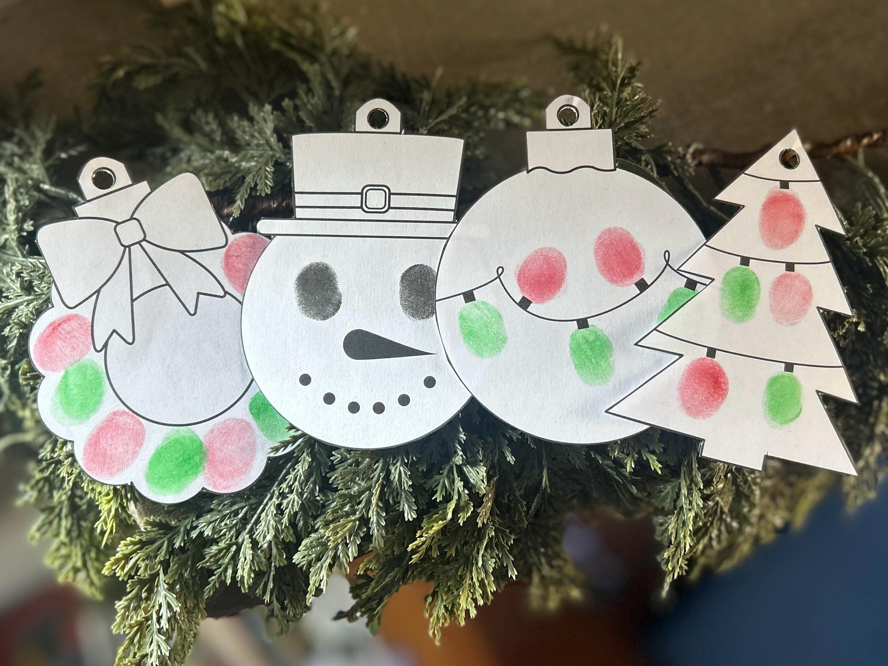 Bundle Christmas Ornament Fingerprint Craft Printable – Kid Holiday Art ...
