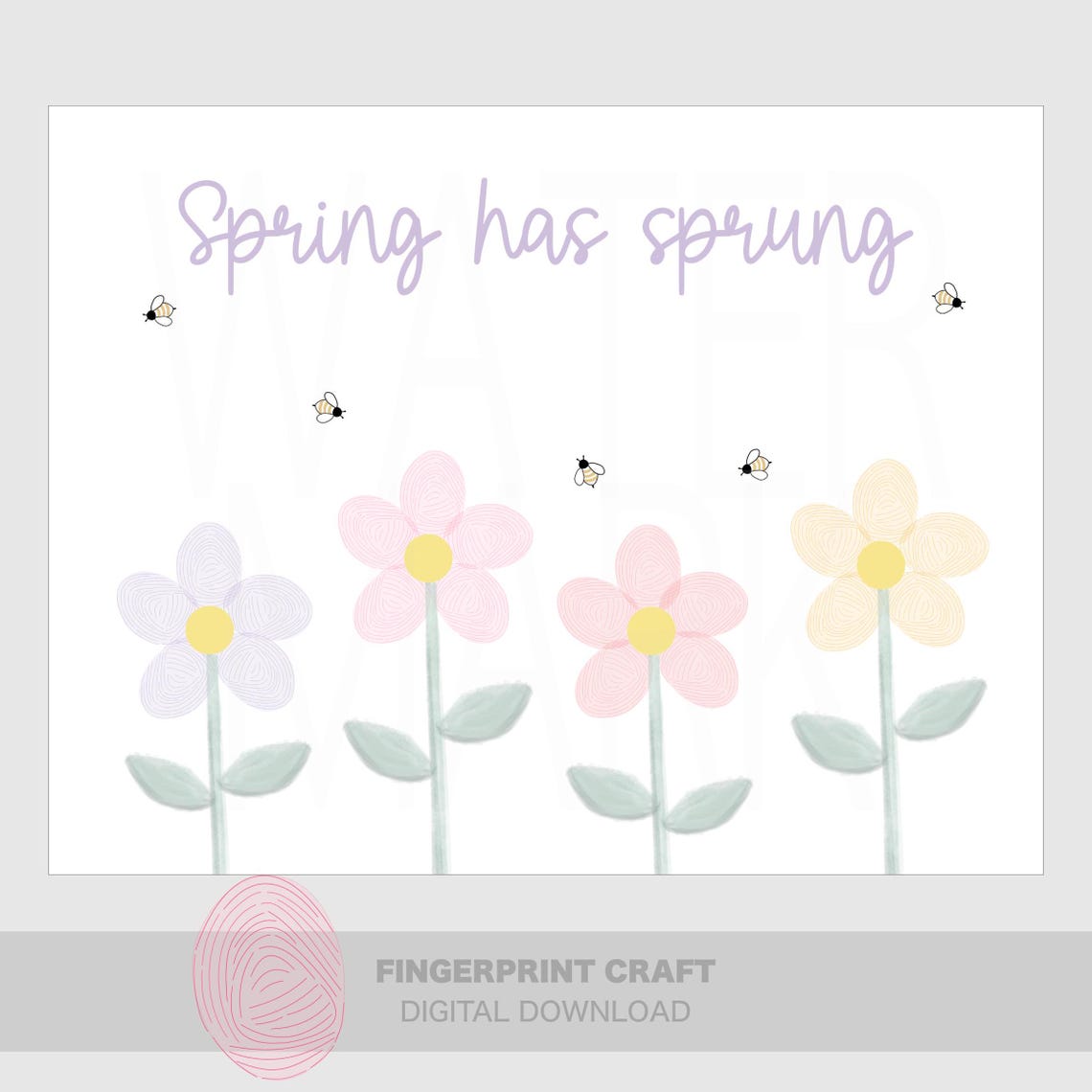 Spring Fingerprint Craft Printable - Kids Daycare Keepsake Craft - Kid ...