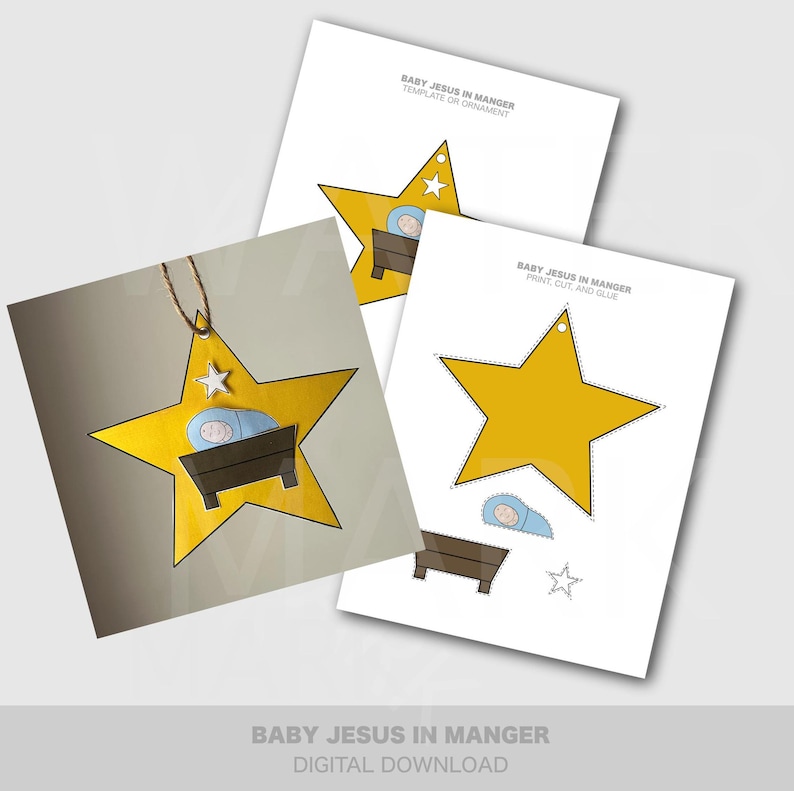 Christmas Kids Ornament Baby Jesus in Manger Craft - Nativity Manger ...