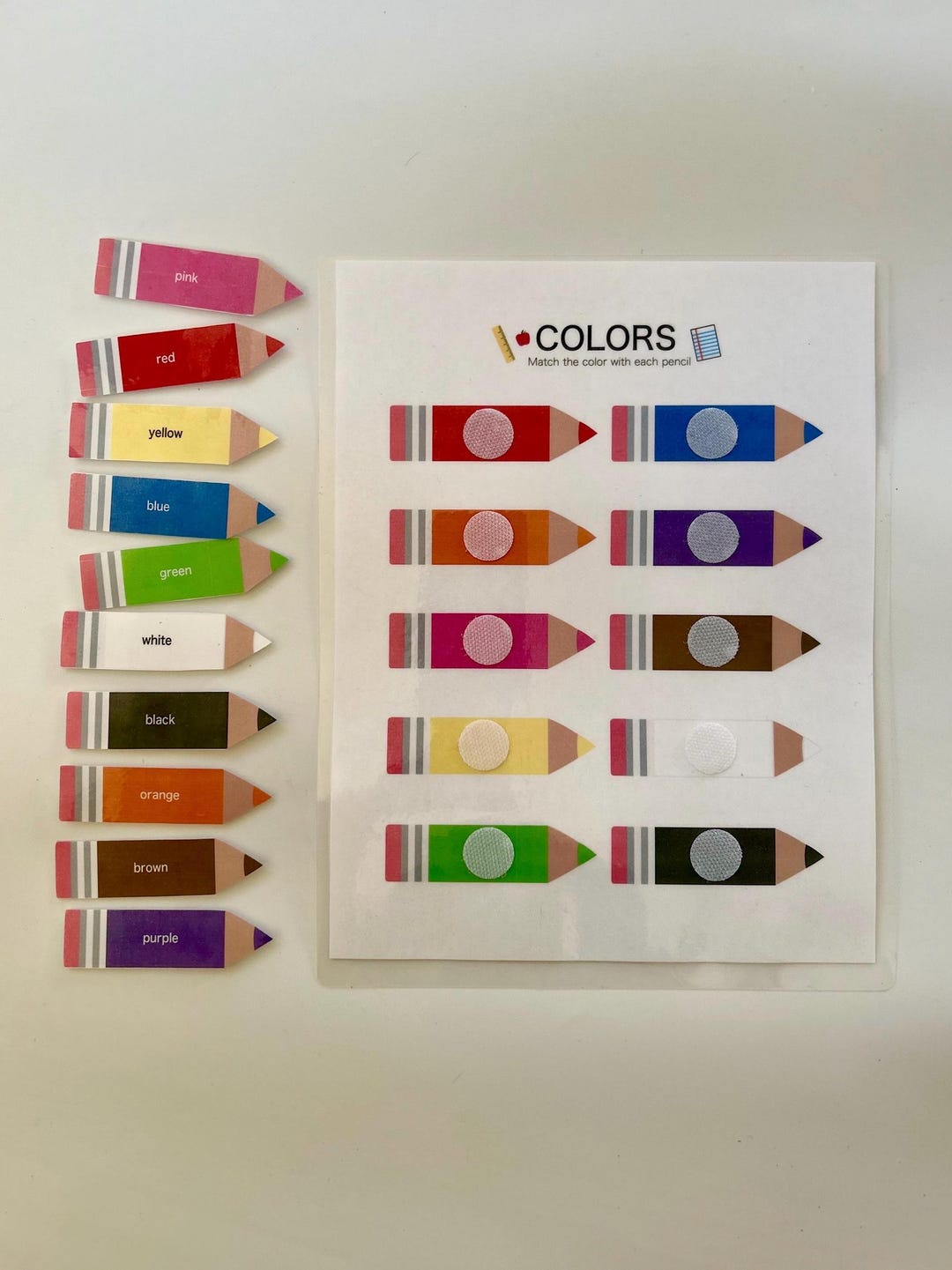 Matching Colors Busy Book Learning Color Matching Game Pencils ...