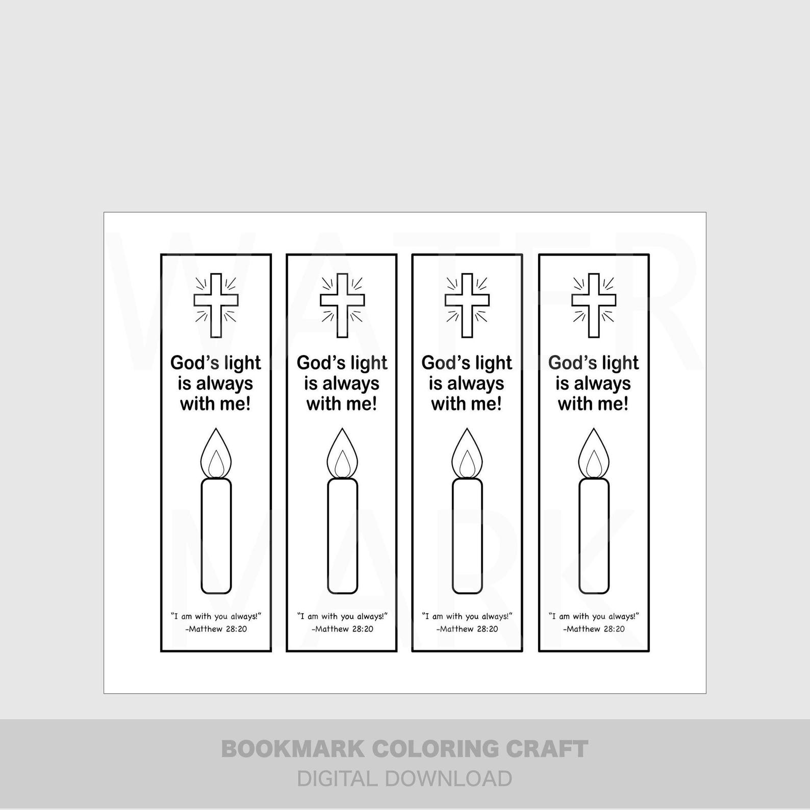 Coloring Bookmark God's Light Kids Craft - Church Printable Preschool ...