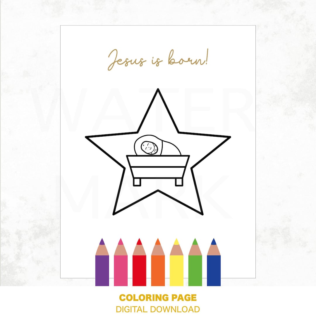 Christmas Nativity Coloring Page - Baby Jesus in Manger - Jesus is Born ...