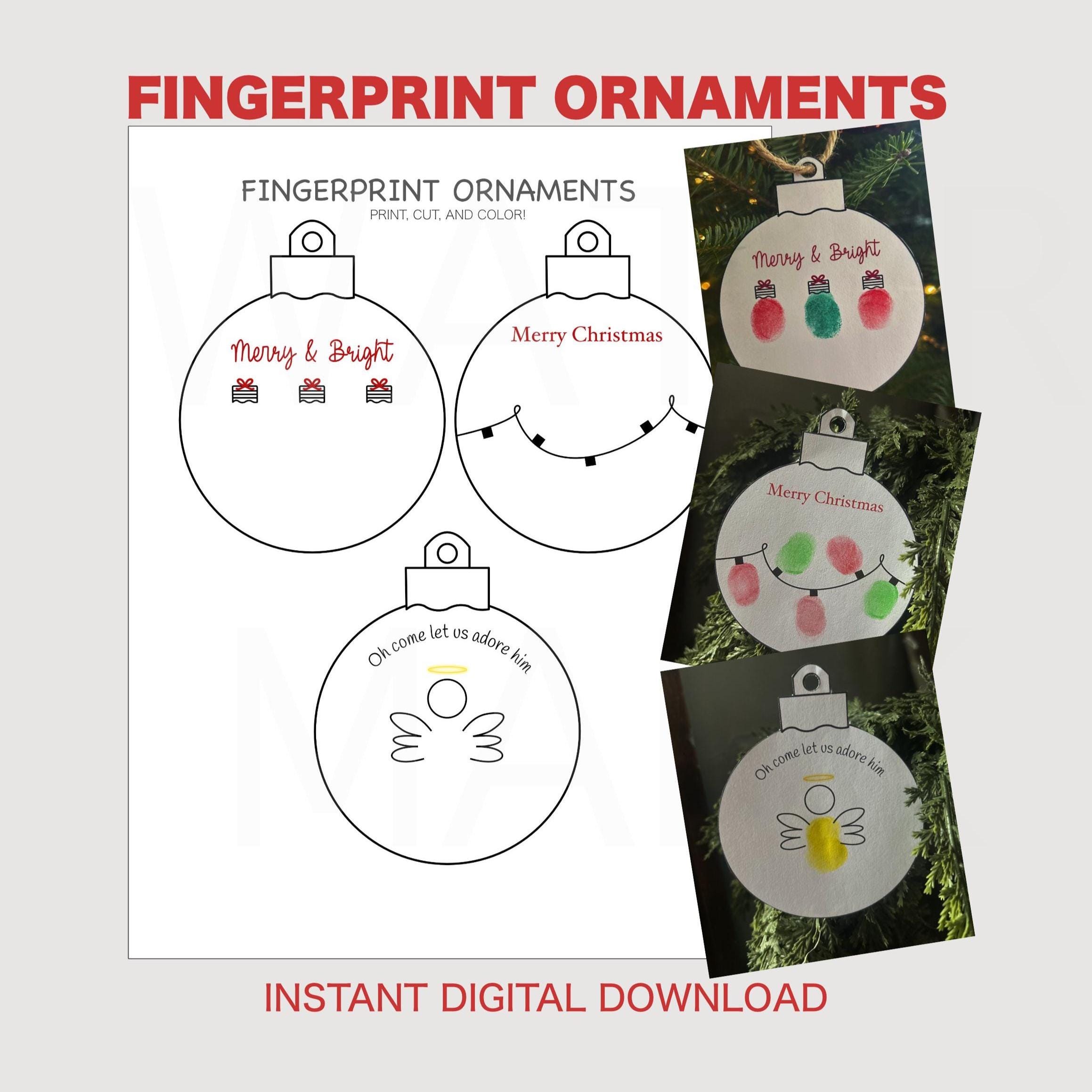 Christmas Activity Fingerprint Christmas Ornament Craft Printable, DIY ...