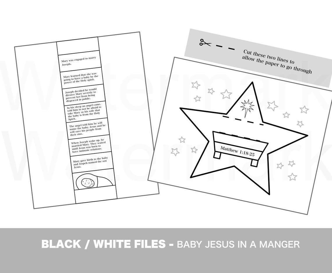 Christmas Story Nativity Advent Jesus in Manger Printable Craft - Kids ...