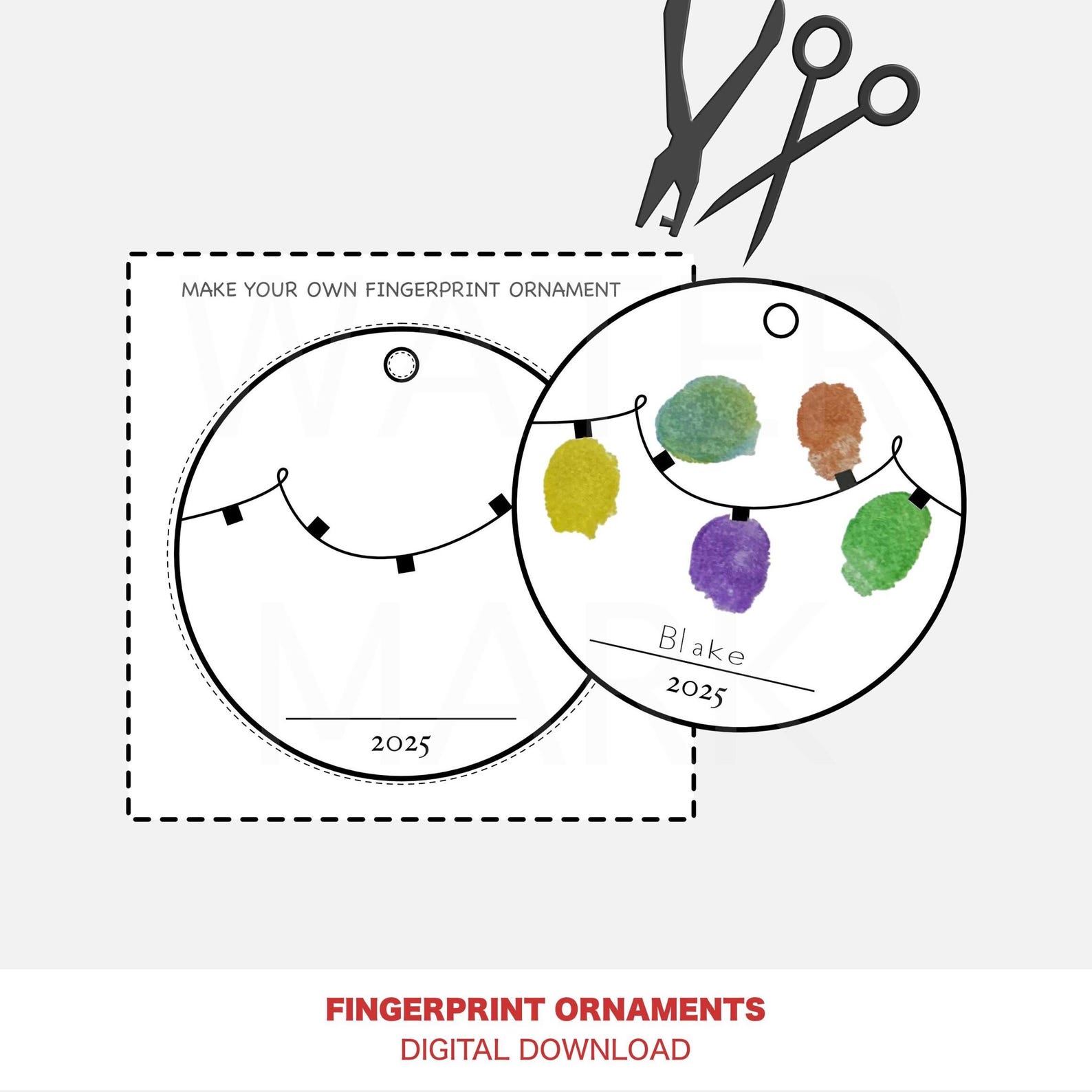 Printable Fingerprint Christmas Ornament Craft for Teacher Classroom or ...