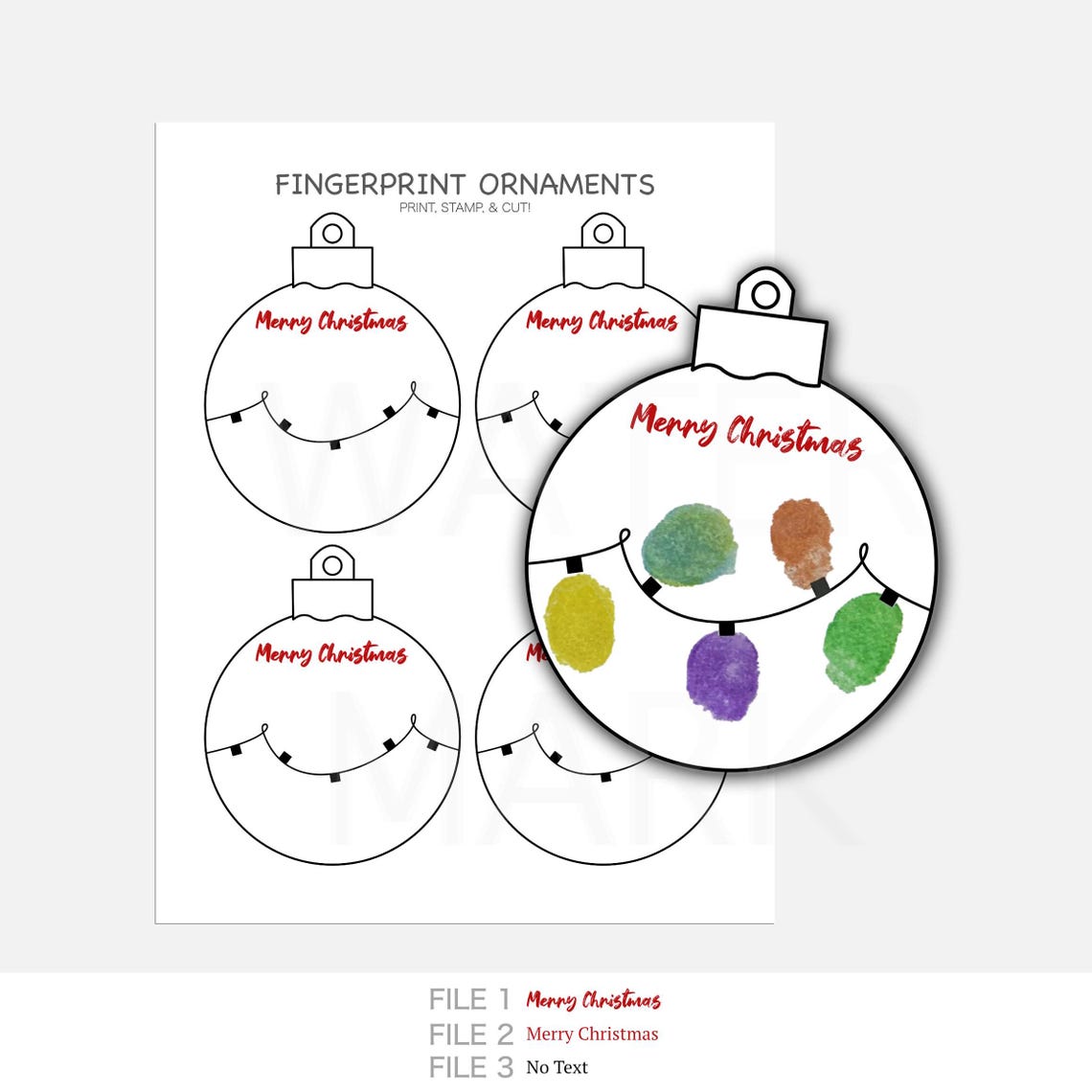 Fingerprint Christmas Ornament Craft Printable • Kids DIY Ornament ...