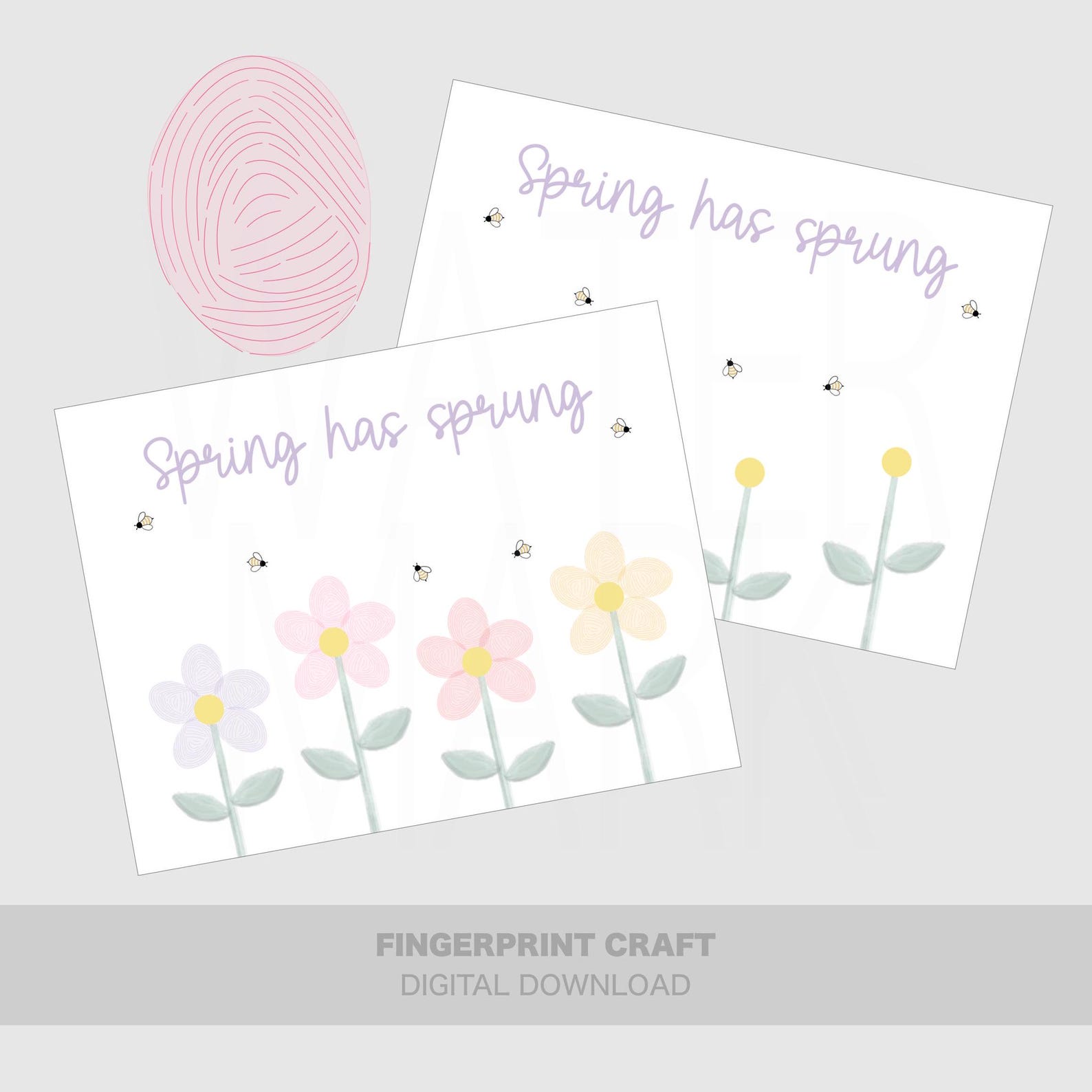 Spring Fingerprint Craft Printable - Kids Daycare Keepsake Craft - Kid ...