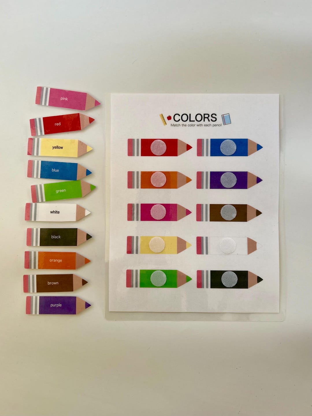 Matching Colors Busy Book Learning Color Matching Game Pencils ...