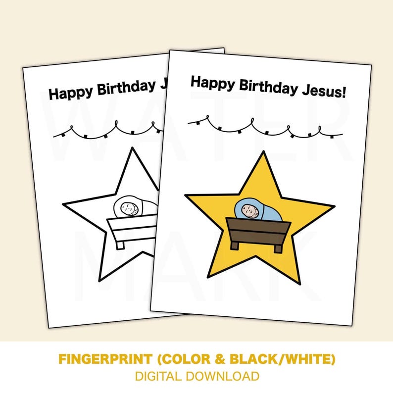 Christmas Kids Fingerprint Baby Jesus in Manger Craft - Paper Coloring ...
