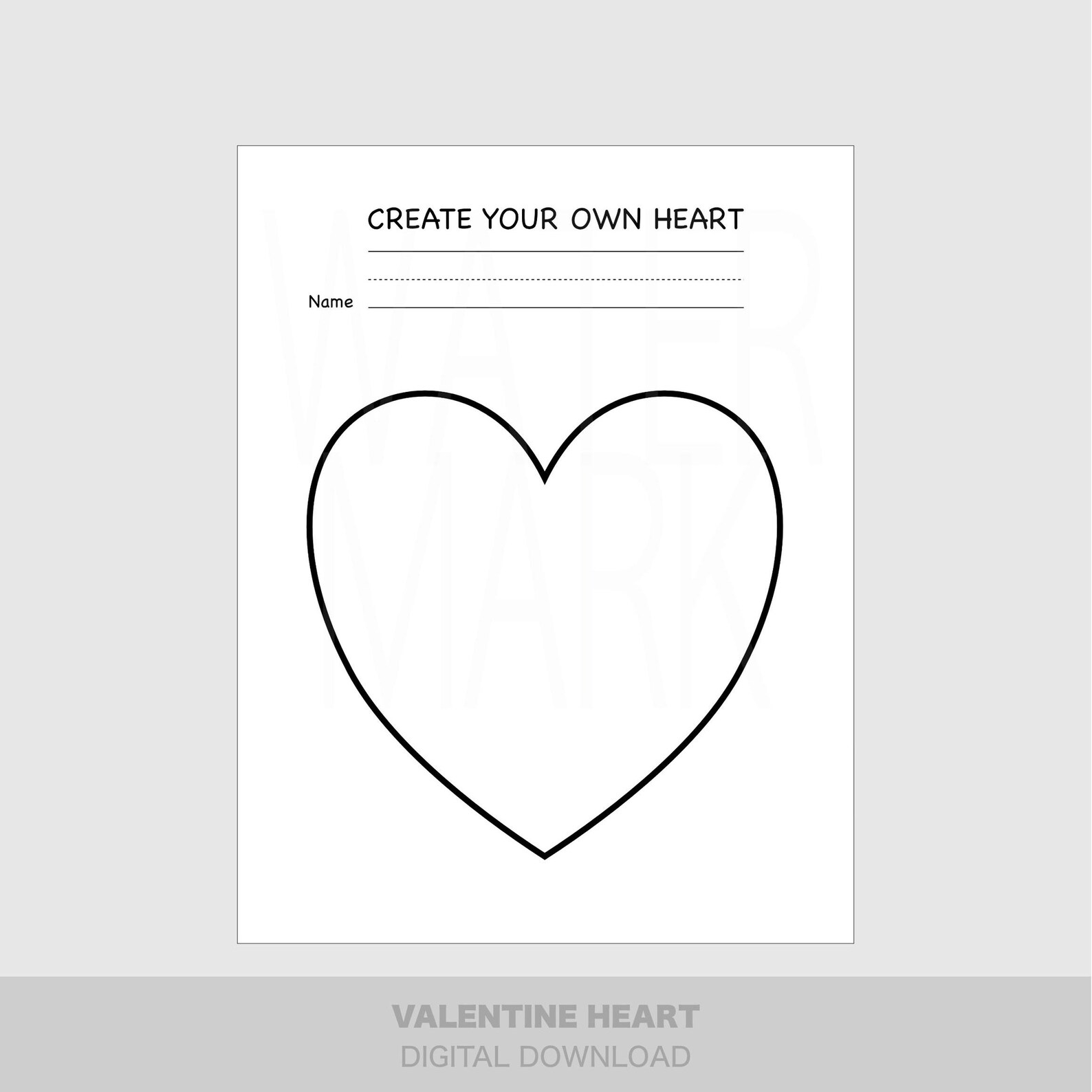 Valentine's Heart Printable Art - Kids Heart Craft - Kids Valentines ...