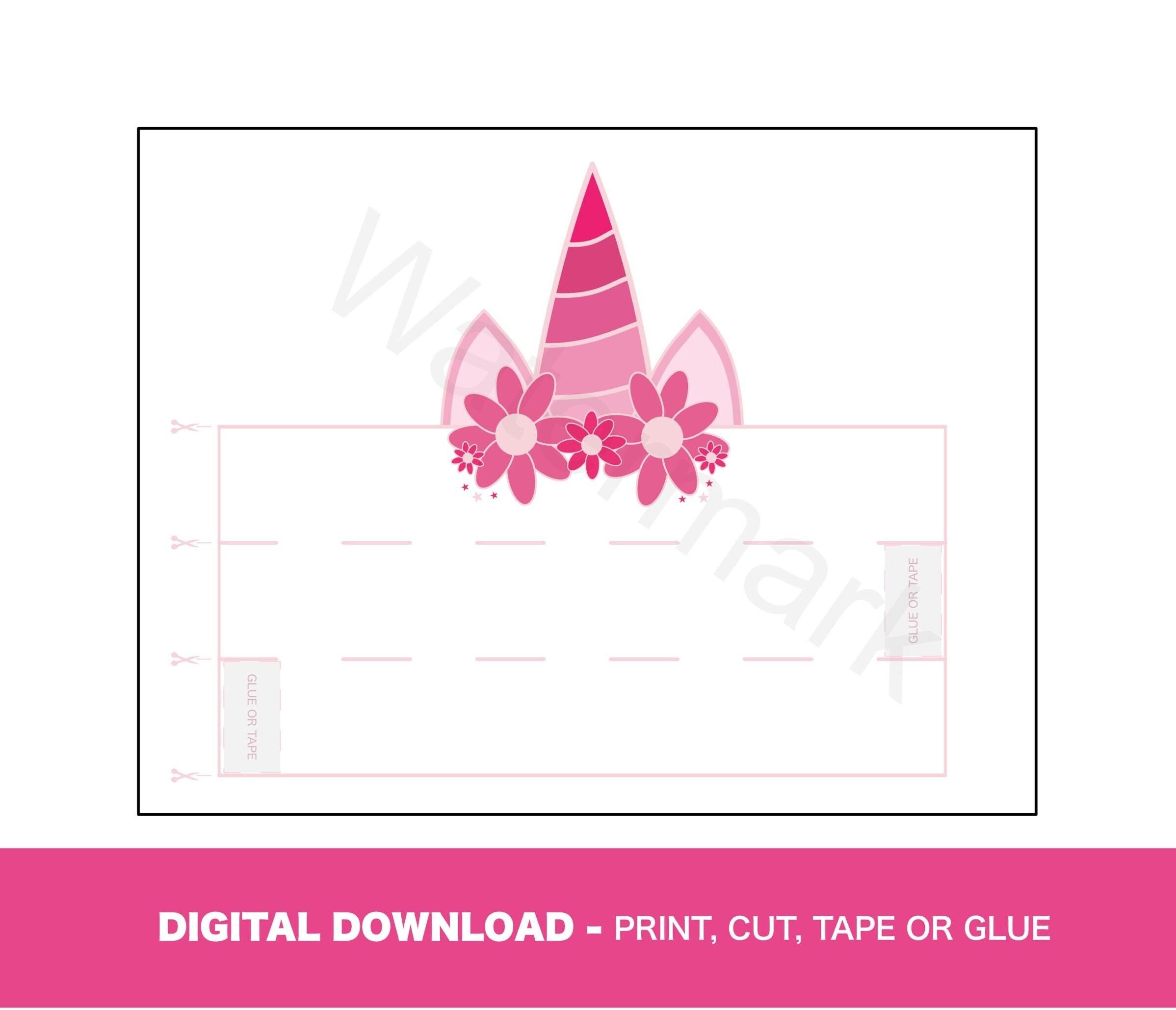 Girl Unicorn Crown Printable - Pink Birthday Party Crown Craft - Kids ...