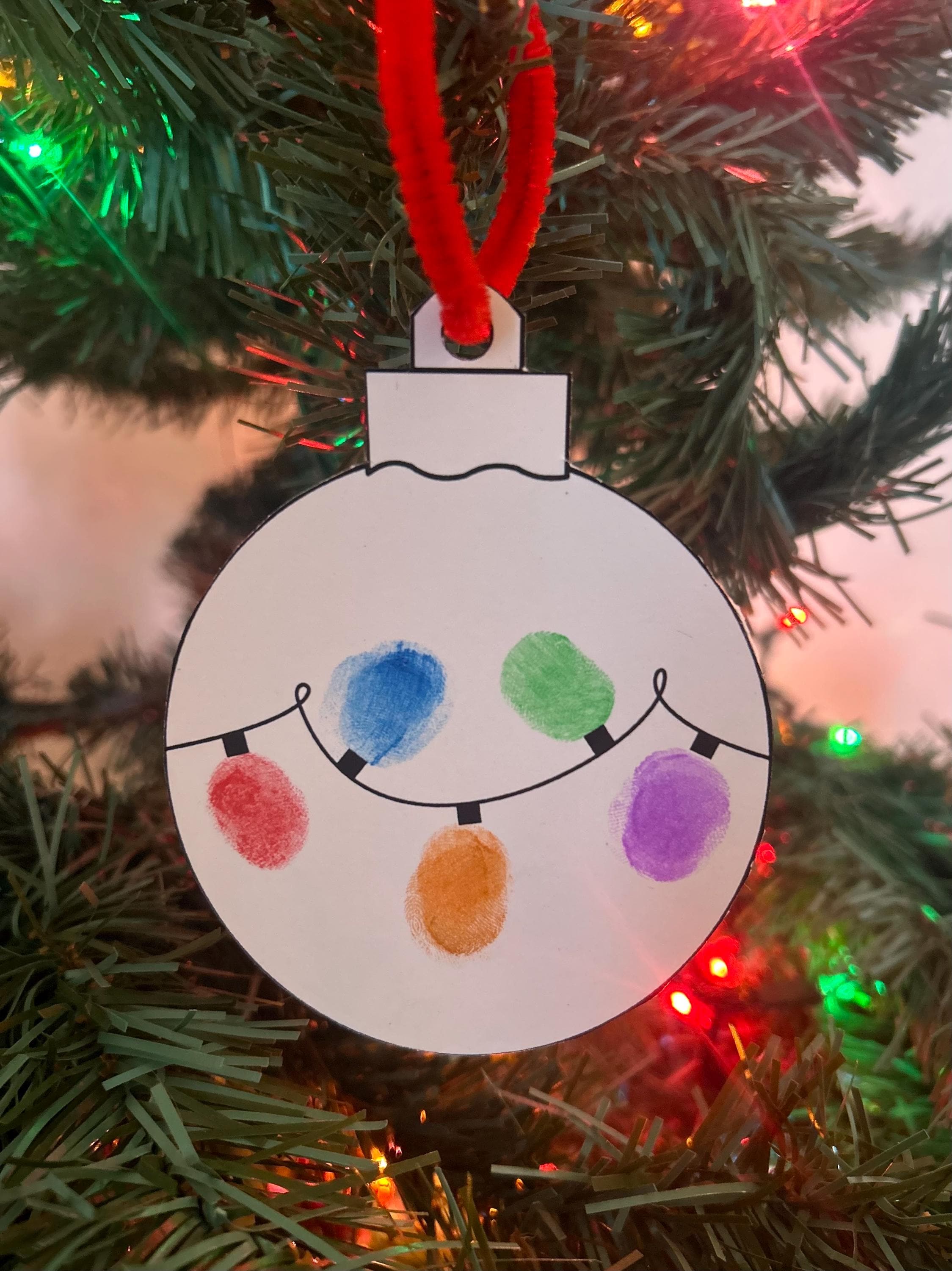 Fingerprint Christmas Ornament Craft Printable • Kids DIY Ornament ...