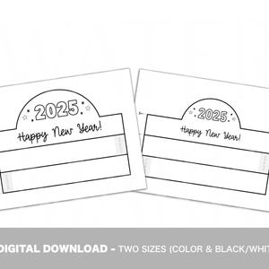 New Years Crown 2025 Printable Kids New Years Craft Paper Hats Party ...