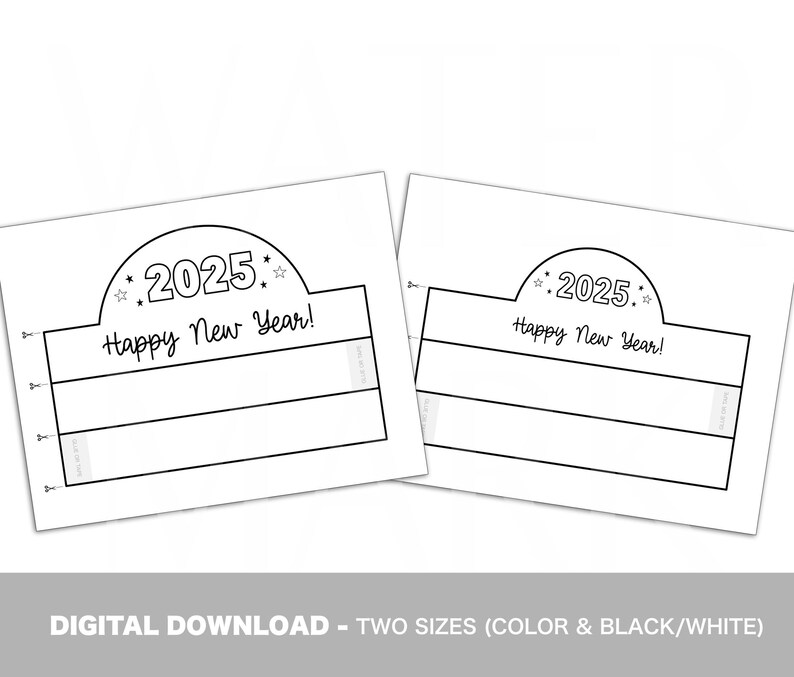 New Years Crown 2025 Printable Kids New Years Craft Paper Hats Party ...