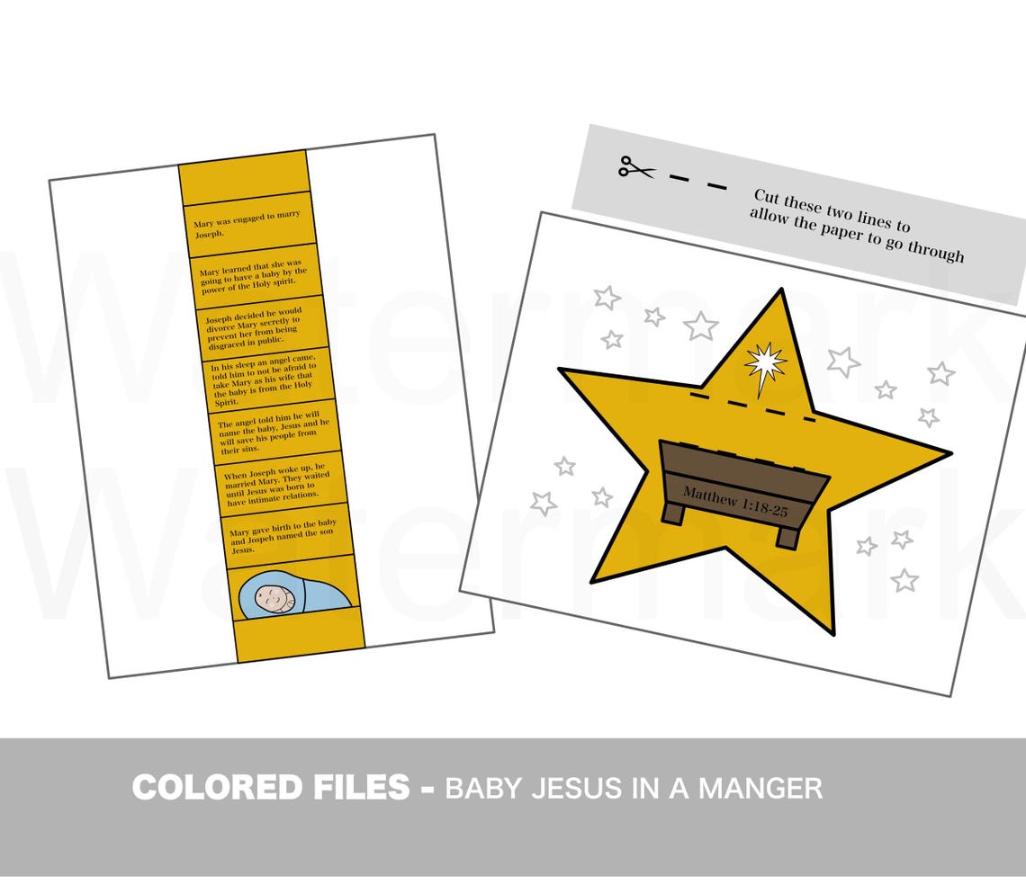 Christmas Story Nativity Advent Jesus in Manger Printable Craft - Kids ...