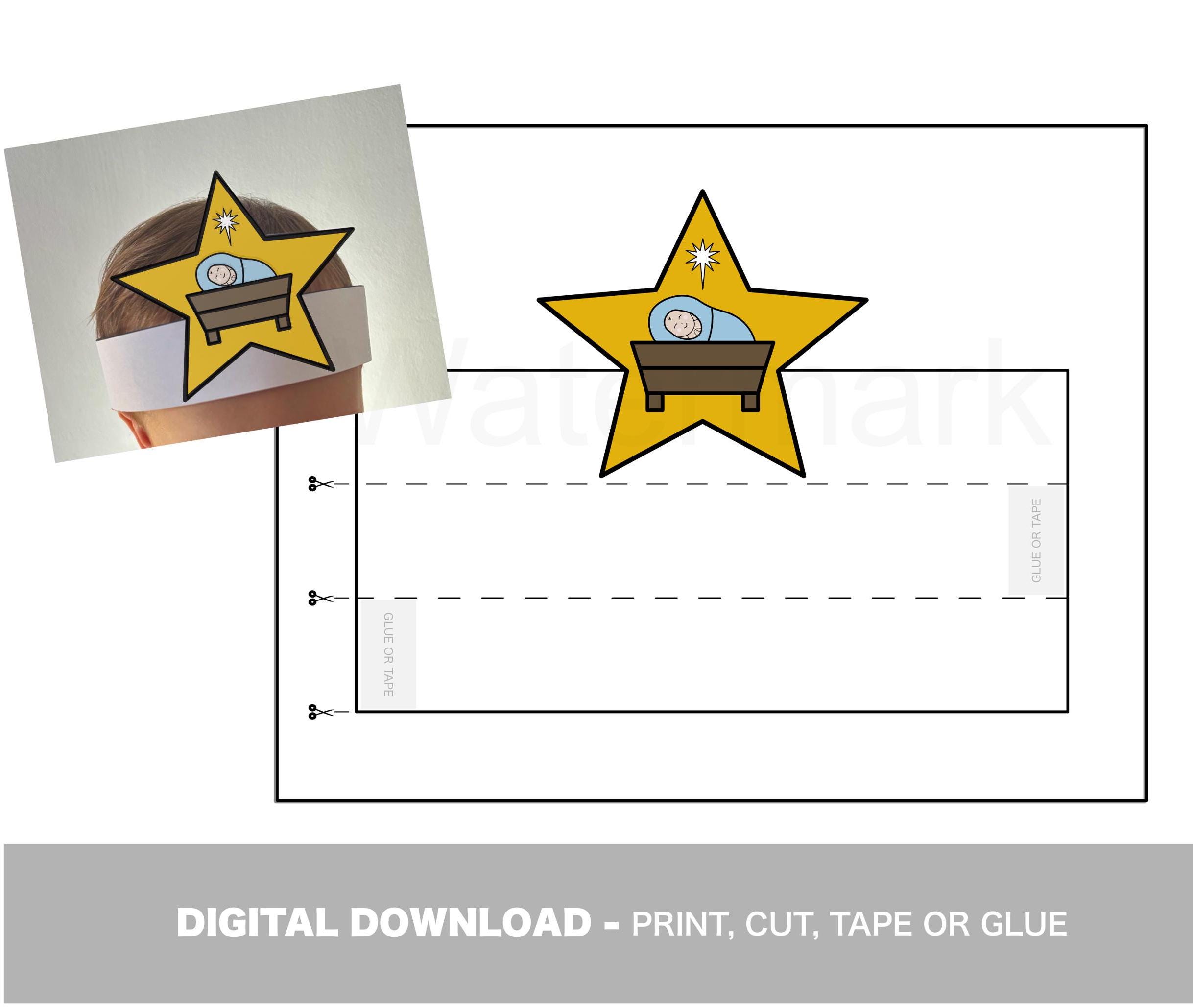 Christmas Jesus in Manger Crown Printable Coloring Craft - Nativity Hat ...