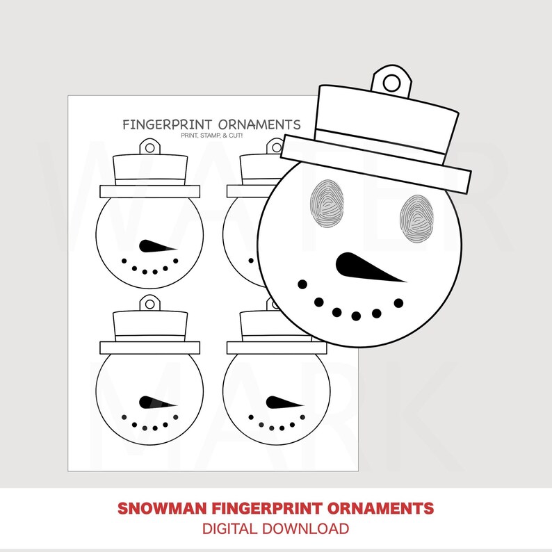 Snowman Fingerprint Ornament Craft – Kid Christmas Art, DIY Keepsake ...