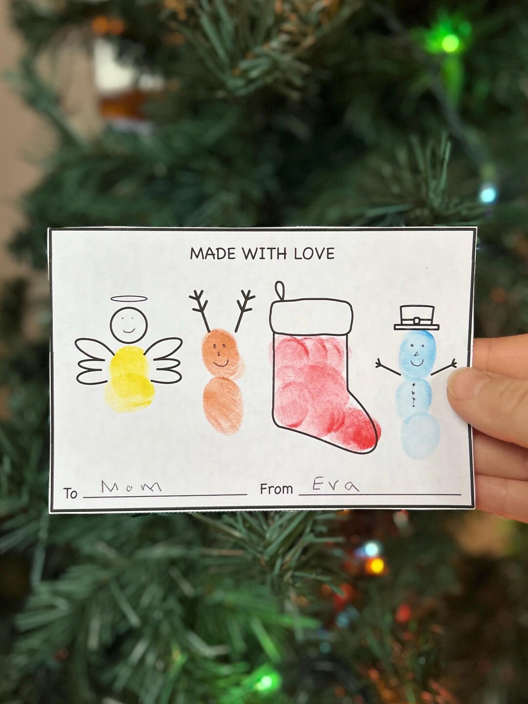 Fingerprint Kid Craft Christmas Card Printable - Toddler Fingerprint ...