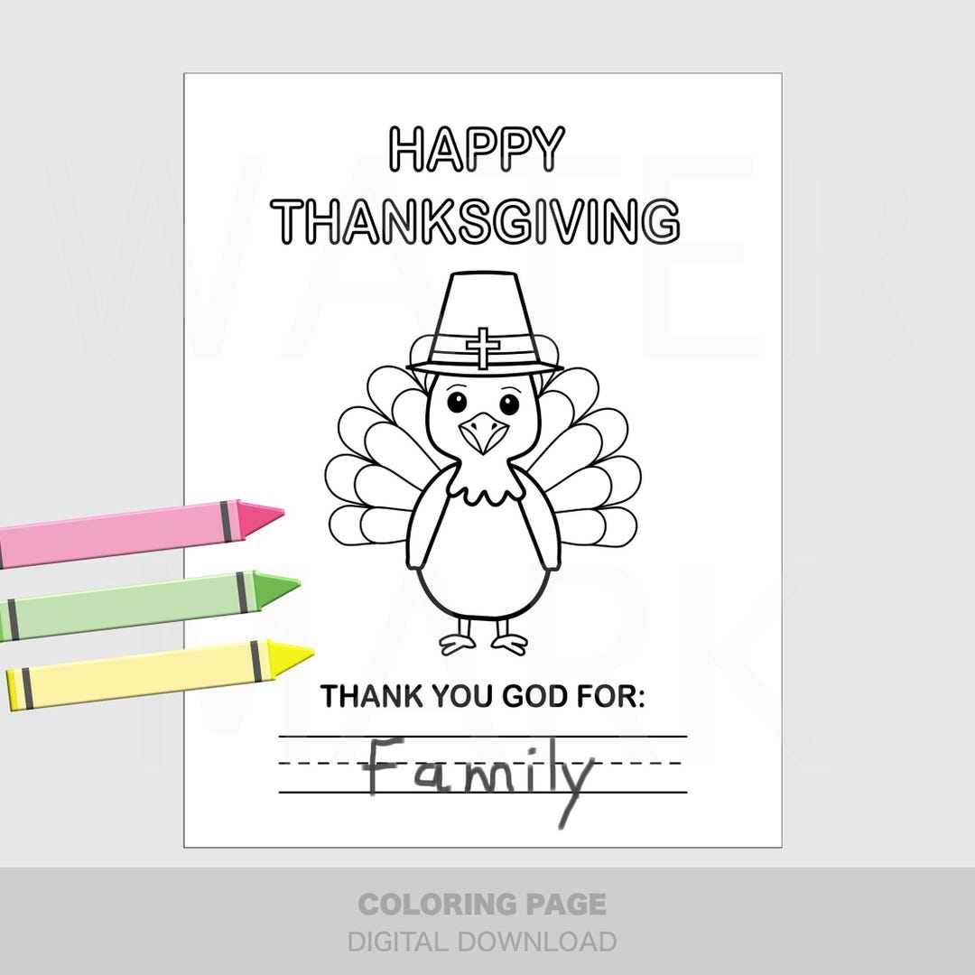 Thanksgiving Thank You God Coloring Page Kids - Coloring Turkey Craft ...