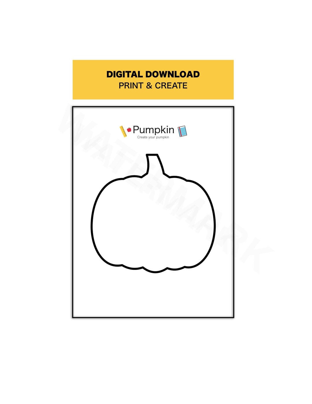 Pumpkin Coloring Craft Art Printable - Halloween Coloring Craft - Fall ...