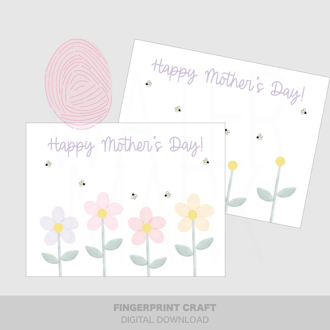 Mother's Day Fingerprint Craft Printable - Kids Daycare Keepsake Craft ...