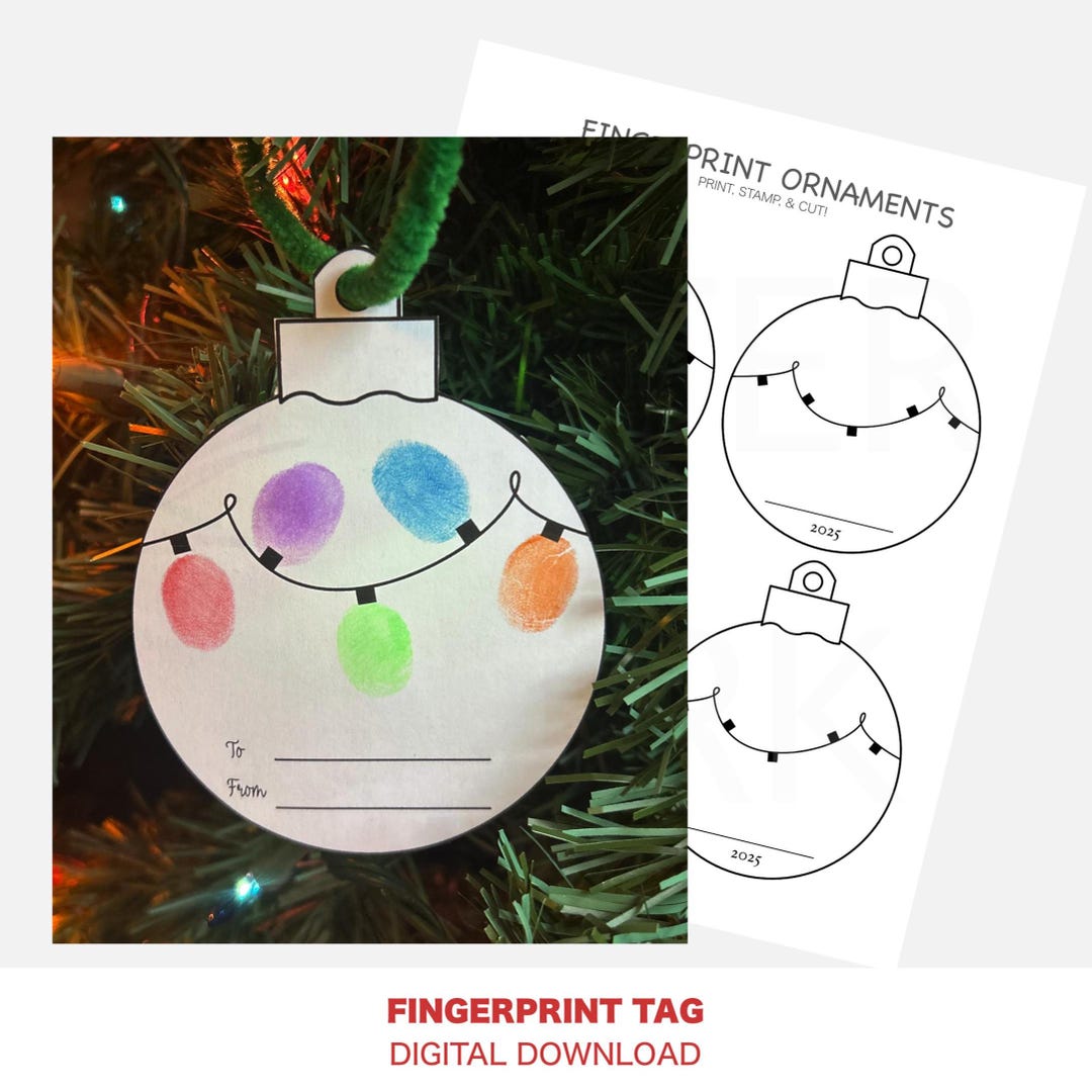 Fingerprint Christmas Gift Tags (instant Digital Download) - Etsy