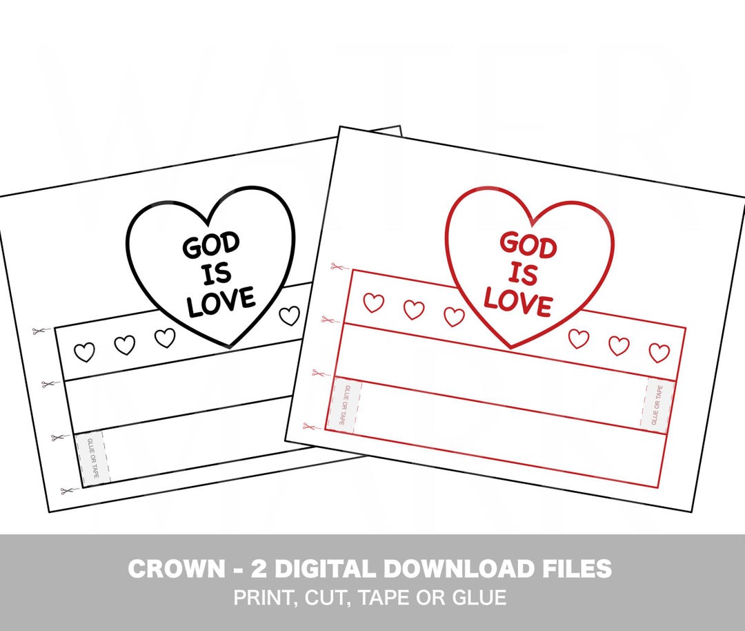 Crown God is Love Valentine Coloring Craft Printable - Jesus Craft ...