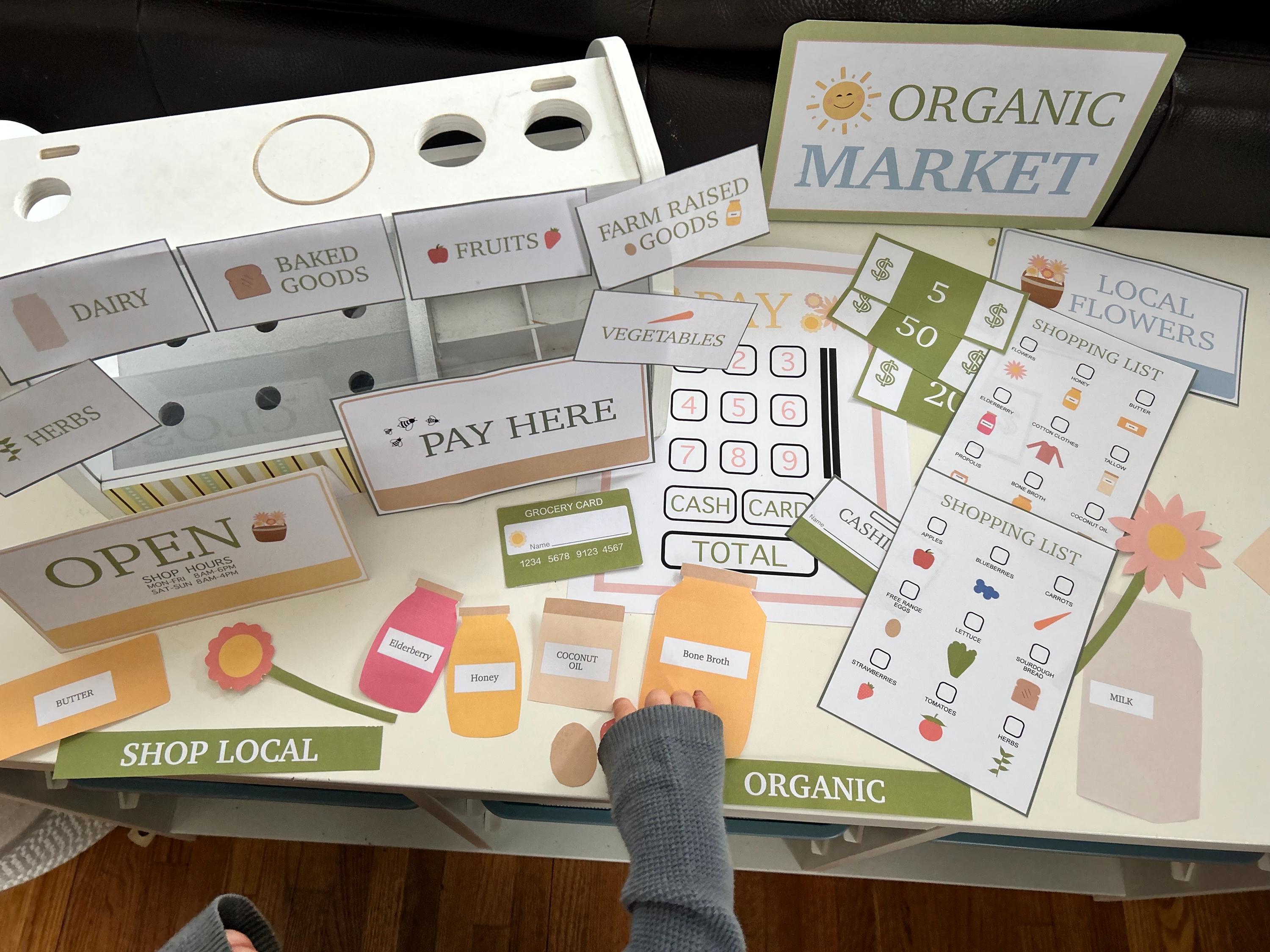 Organic Market Play - Kid Dramatic Play Grocery DIY - Cardboard Toy ...