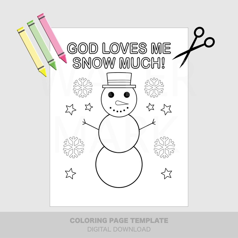 God Christmas Snowman Color Craft Printable, “god Loves Me Snow Much ...