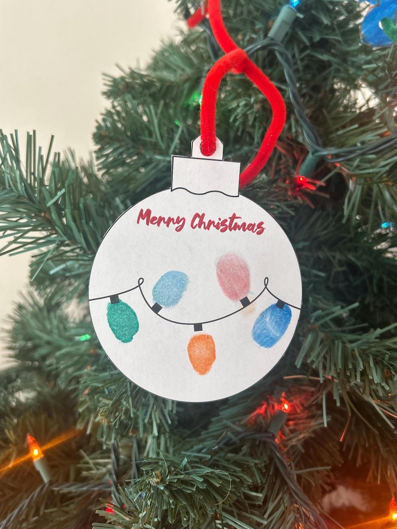Fingerprint Christmas Ornament Craft Printable • Kids DIY Ornament ...