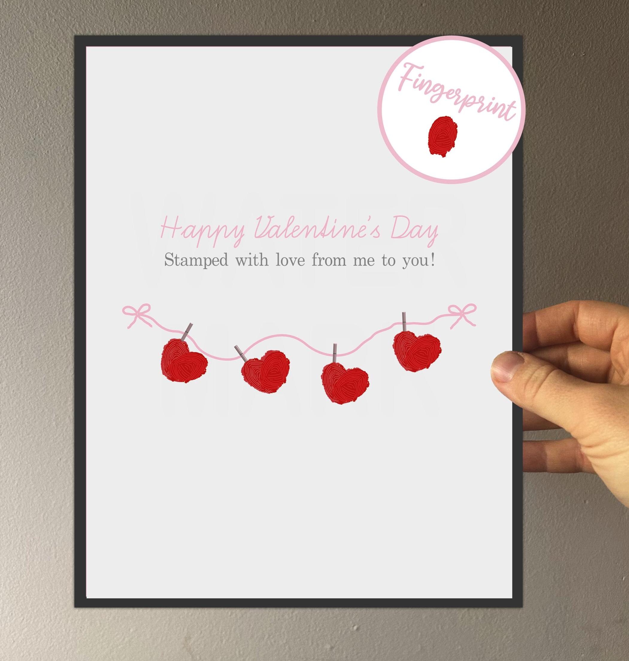 Valentine's Fingerprint Printable Art - Kids Heart Craft - Kids ...