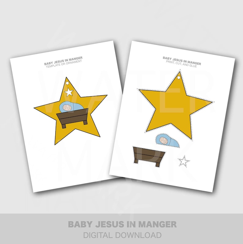 Christmas Kids Ornament Baby Jesus in Manger Craft - Nativity Manger ...