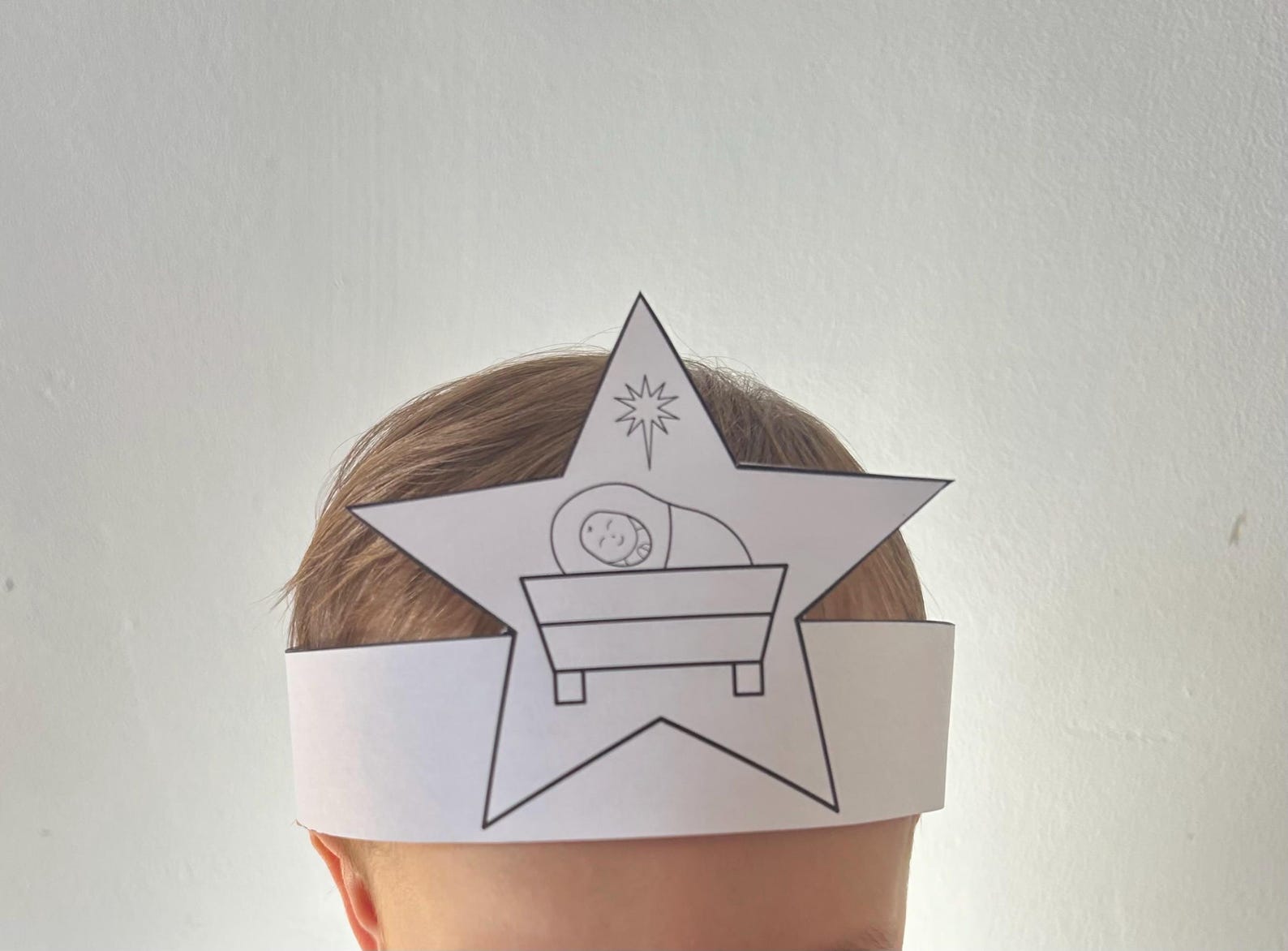 Christmas Jesus in Manger Crown Printable Coloring Craft - Nativity Hat ...