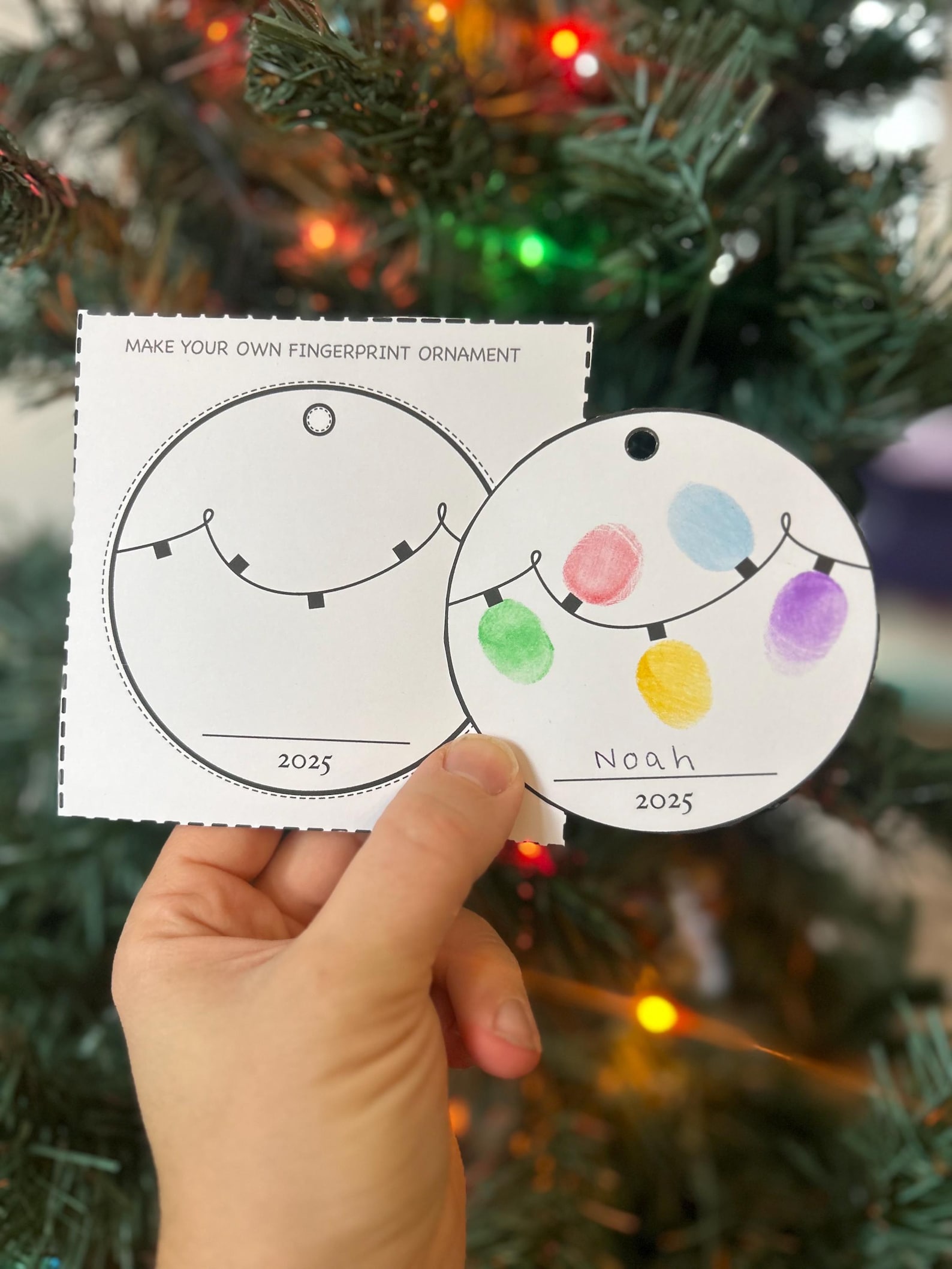 Printable Fingerprint Christmas Ornament Craft for Teacher Classroom or ...