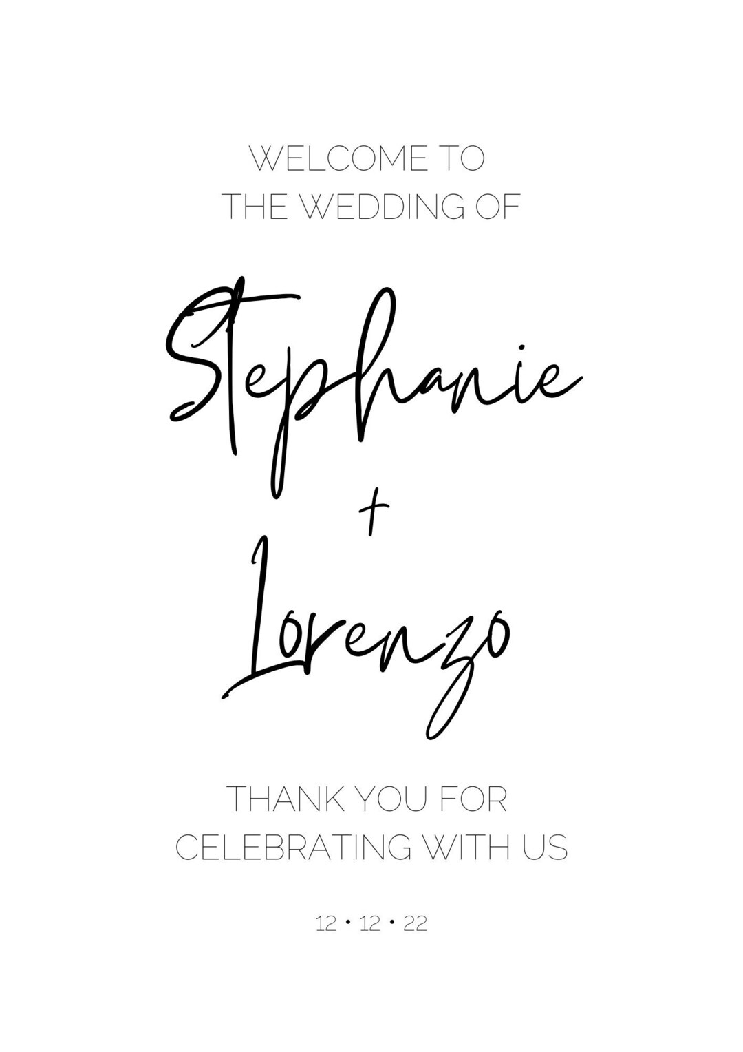 Minimal Welcome Wedding Sign Welcome, Minimal, Black and White, Elegant ...