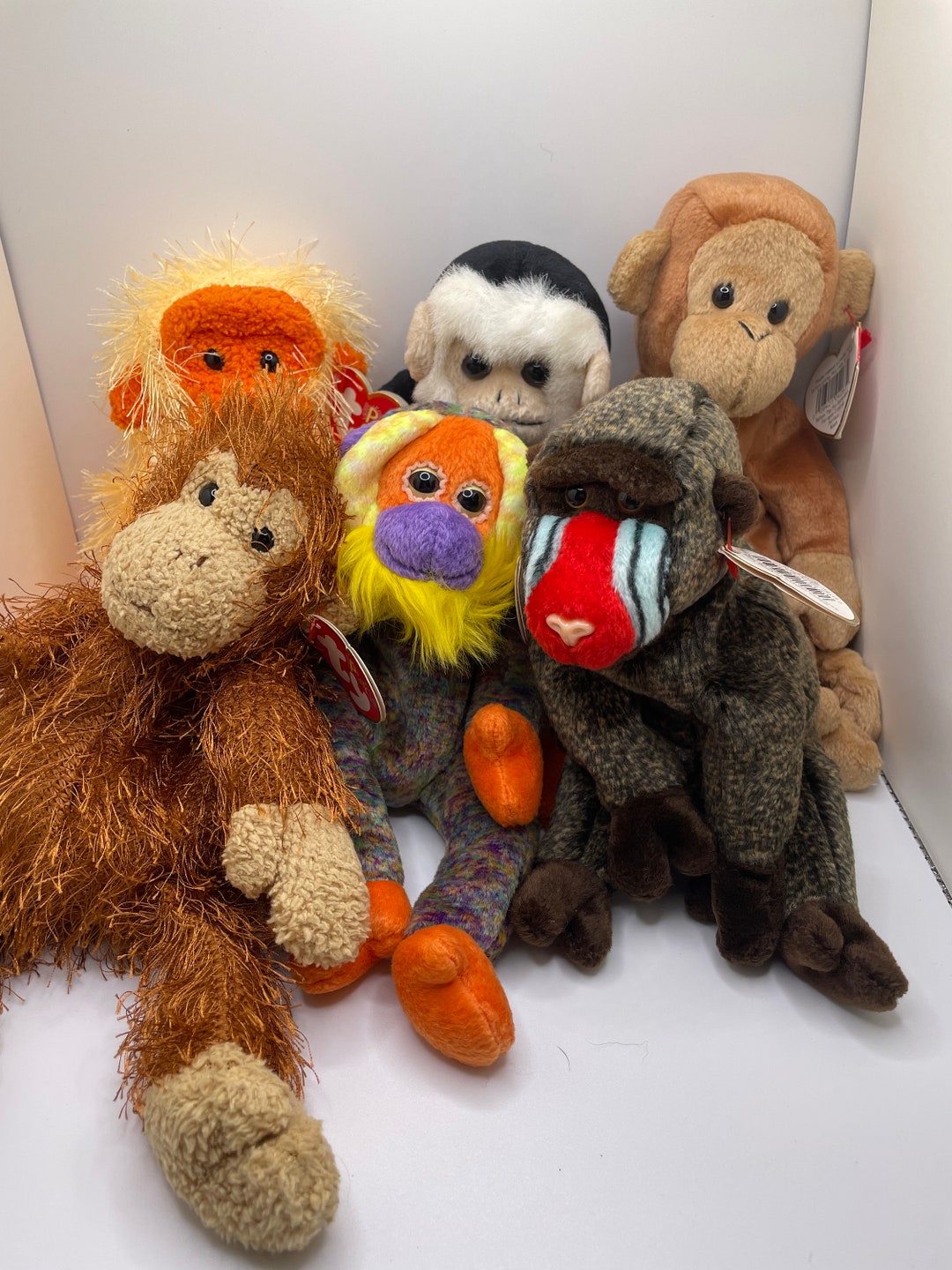 Beanie Babies (cheeks, Mooch, Trapeze, Bananas, Zig-zag, Bongo) Vintage ...