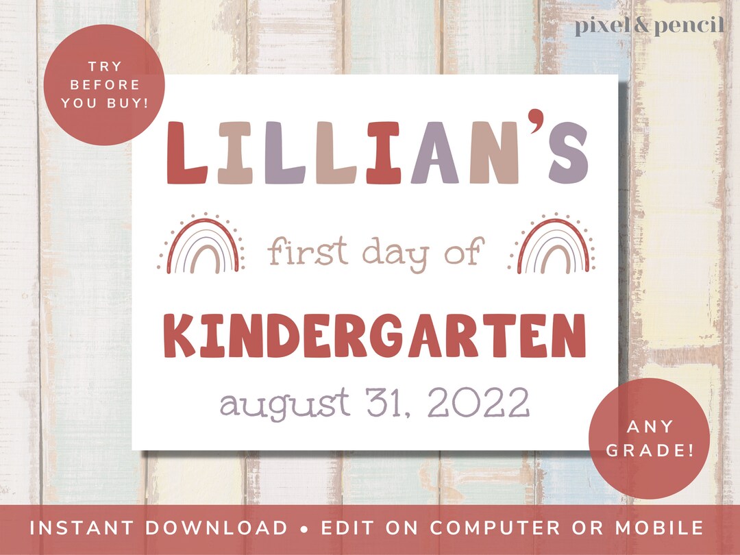 Editable Boho Rainbow First Day of School Sign Back to School Sign ...