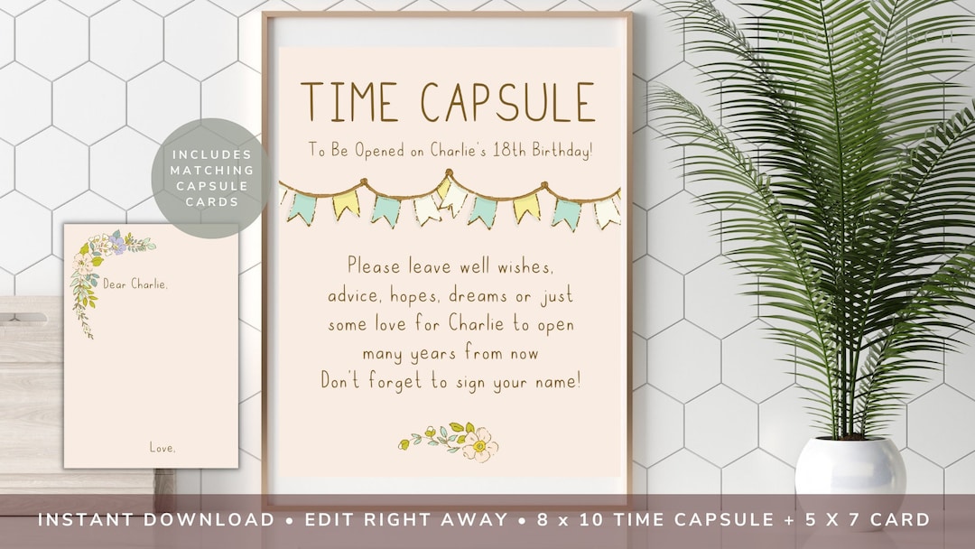 EDITABLE Baby Birthday Time Capsule Pendant First Birthday Boy Girl ...