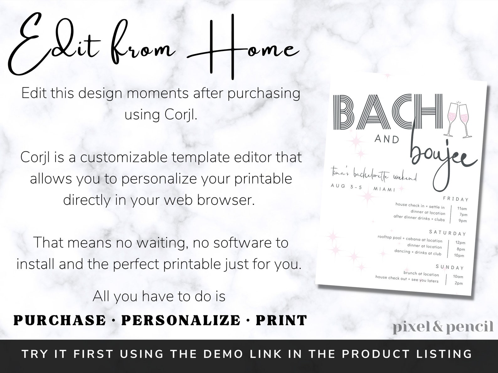 Bach and Boujee Bachelorette Itinerary Template Bride and Boujee ...