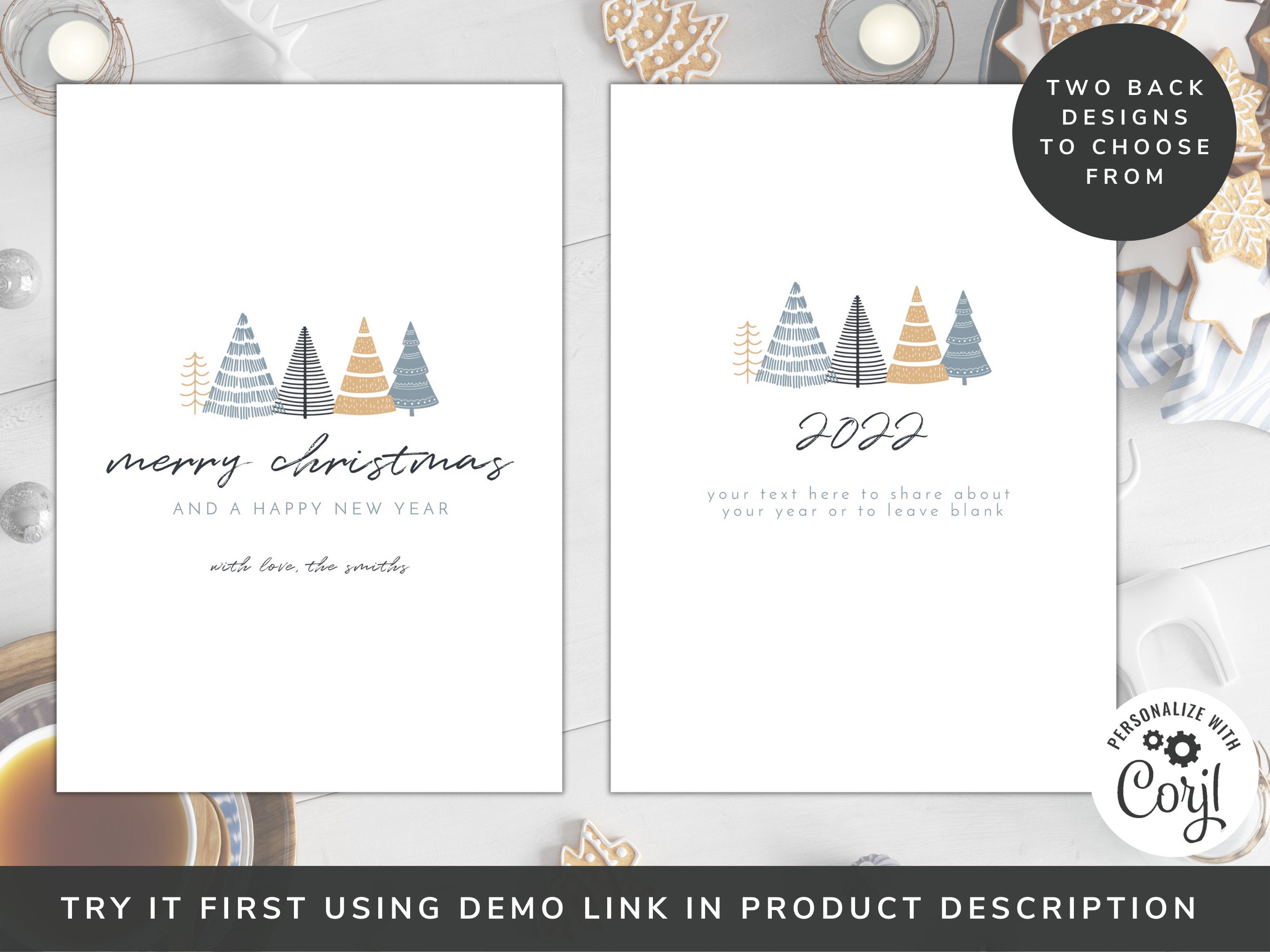 Editable Holiday Card Template Photo Card Template Merry Christmas Card ...