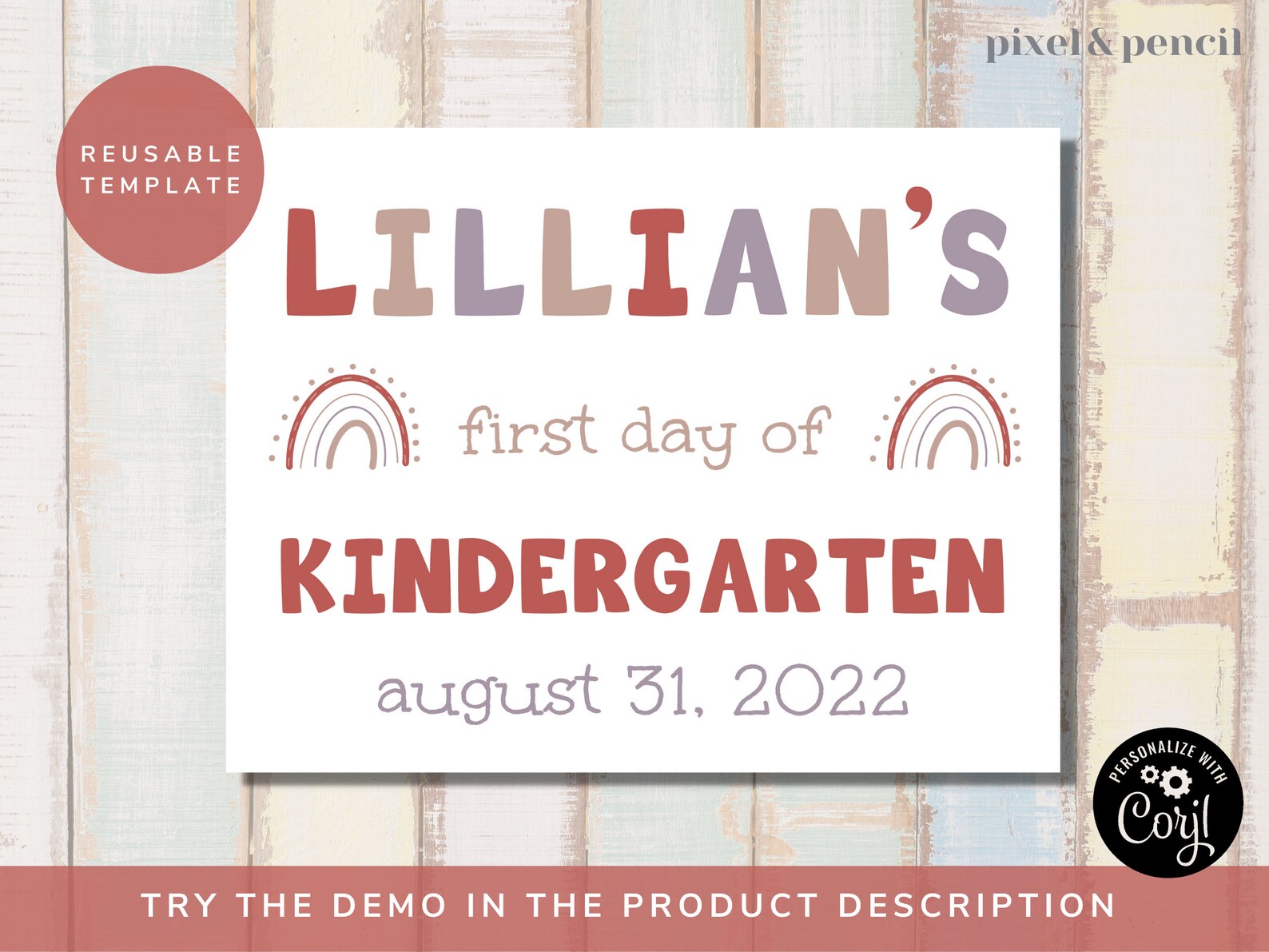 Editable Boho Rainbow First Day of School Sign Back to School Sign ...