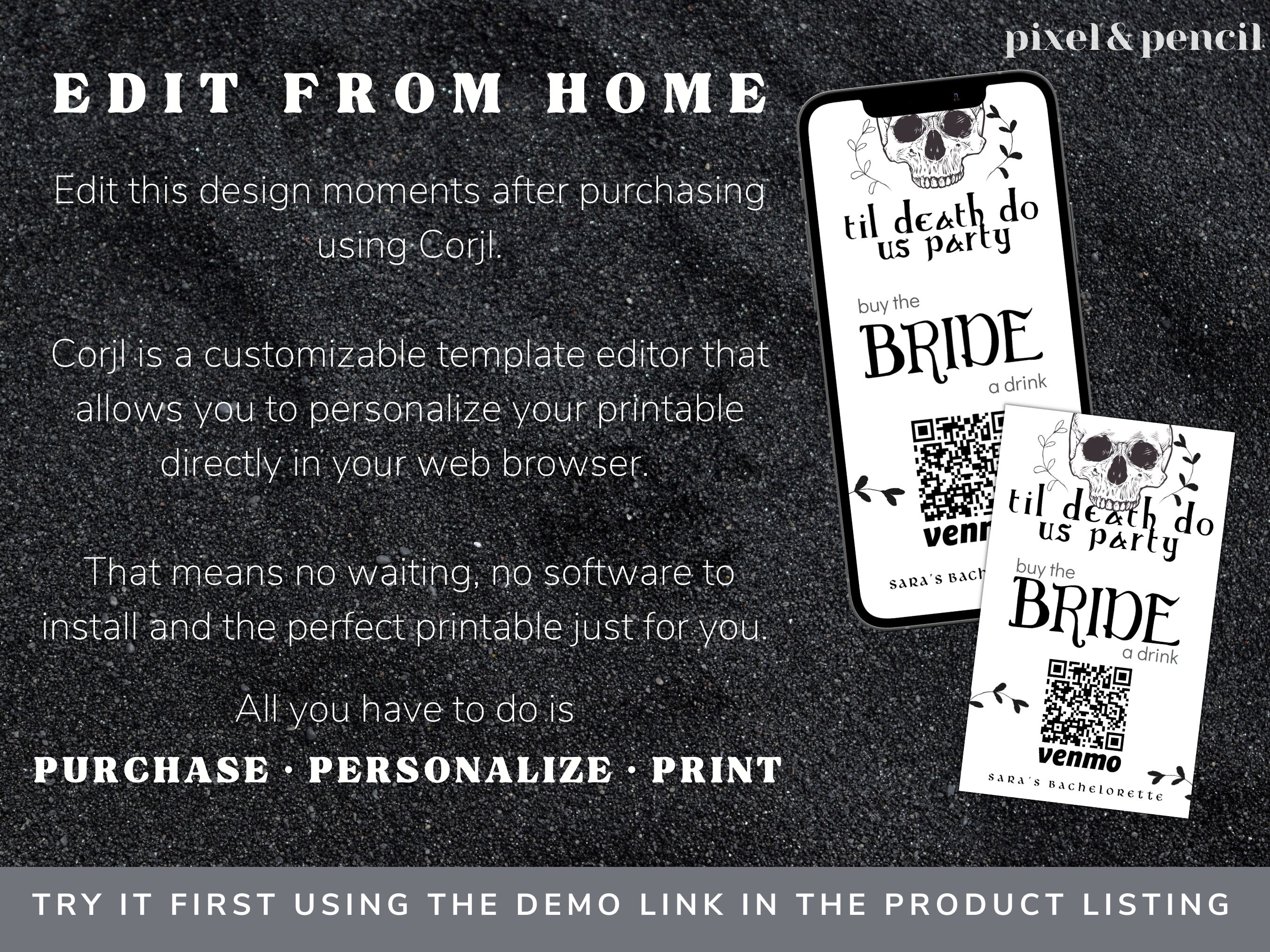 Editable Buy the Bride a Drink, Til Death Do Us Party, Venmo the Bride ...