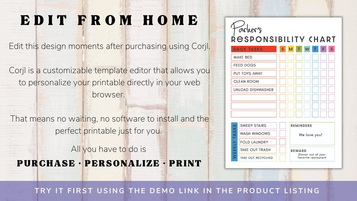 Chore Chart Template Behavior Chart Template Editable Family ...