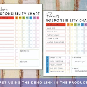 Chore Chart Template Behavior Chart Template Editable Family ...