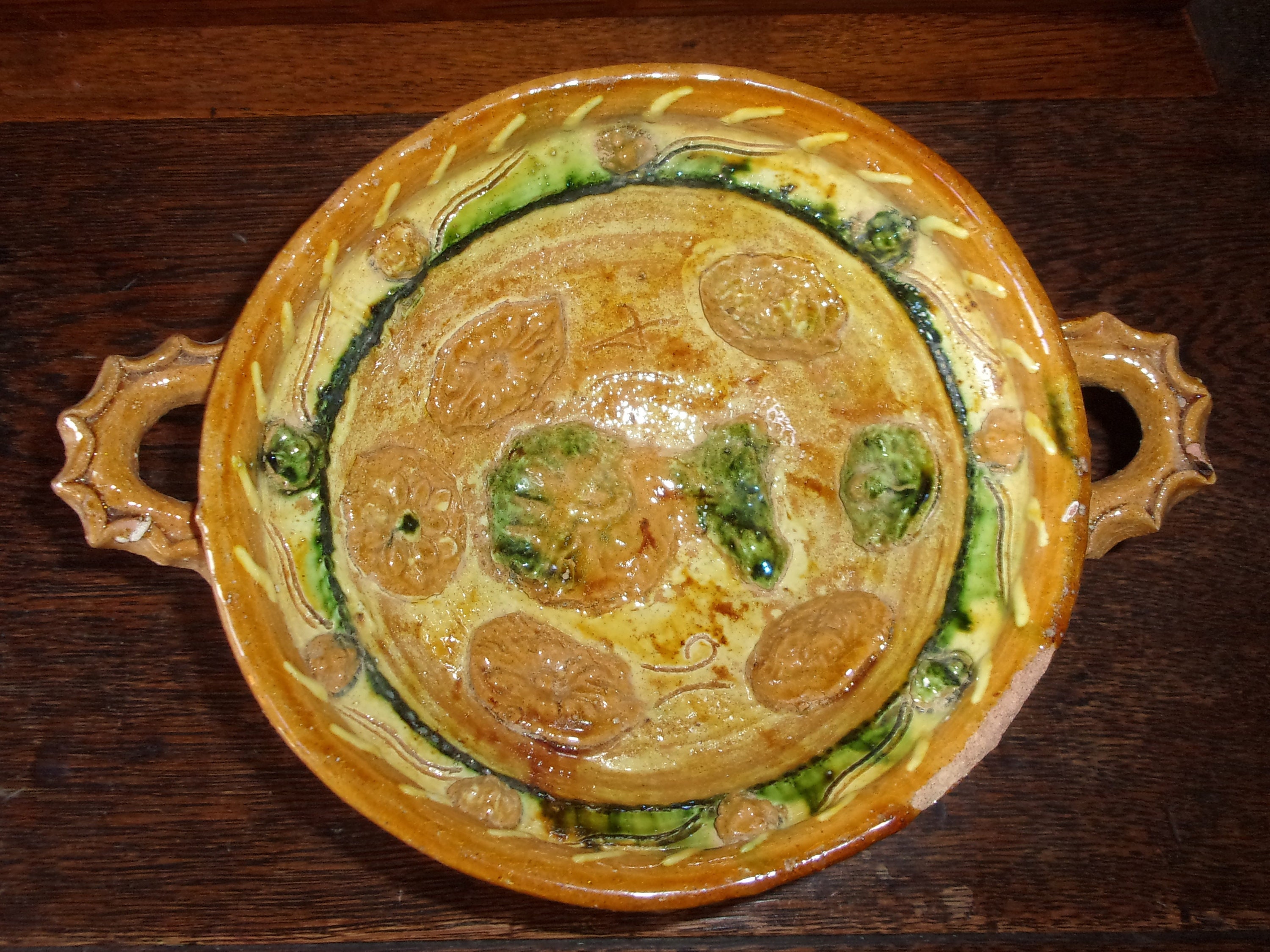 An Early 17th Century Dutch Slipware Sgraffito Decorated Twin Handled ...